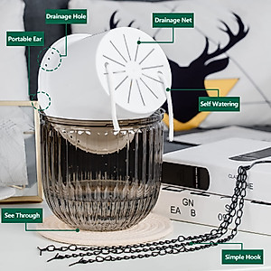 Josteve 6.5 Inch 2 Pcs Self Watering Hanging Planter Indoor Plant Pots Drainage Holes, Outdoor Hanging Planters Flower Pot Basket, Visible Water Level, Plant Hanger Home Decor, Gardening