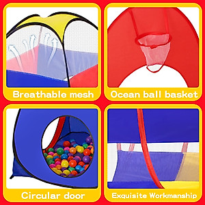 GeerWest 3 in 1 Kids Play Tent for Toddler with Baby Ball Pit and Play Tunnel, Children Indoor Outdoor Playhouse with Climbing Tunnel Toy for Toddlers, Boys and Girls Best Birthday Gifts