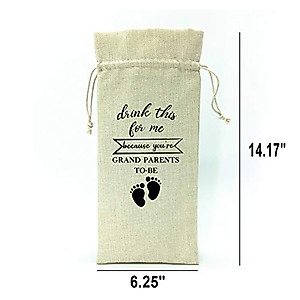 Pregnancy Announcement Gift -Announcing New Baby Reveal, Wine Bag Gift for Parents - Drink This for me Because You're Grand Parents to-be