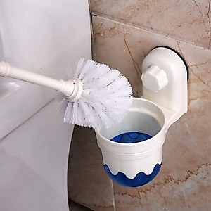 SAAKO Toilet Bowl Brush Ideas Toilet Cleaner Brush Family Bathroom Toilet Brush Suction Cup Wall Mount Plastic Toilet Brush Holder