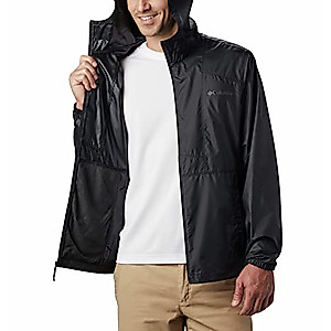 Columbia mens Flashback Windbreaker Jacket, Water Resistant Jacket, Black, Medium US