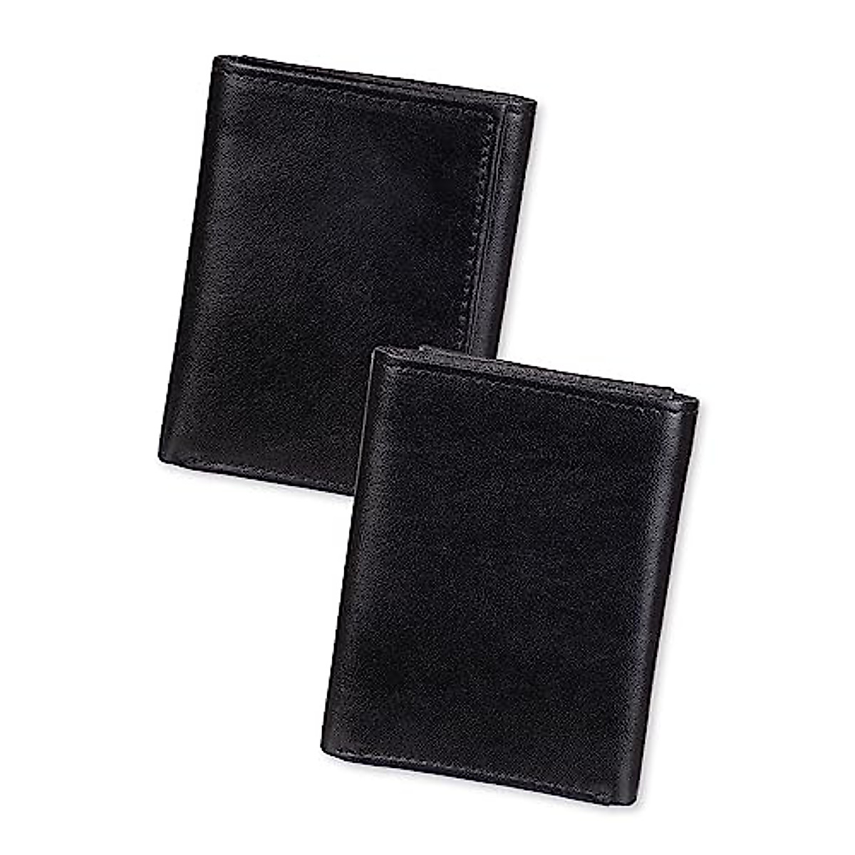 Amazon Essentials Men's Vertical Trifold Leather Wallet, Black, One Size