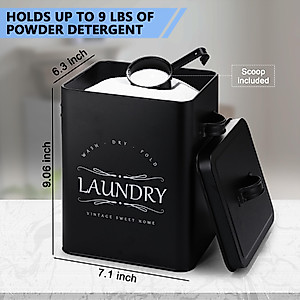 Meraki Home Laundry Detergent Container Set – 2-Pack Detergent Holder with Scoop - Laundry Detergent Sheets and Pods Container - Laundry Room Organization and Storage - Matte Black