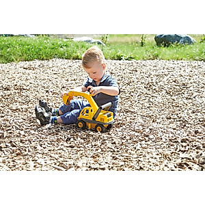 ksmtoys Lena Eco Active Toy Excavator Truck is a Eco Friendly BPA and Phthalates Free Biodegradable Green Toy Manufactured from Food Grade Resin and Wood, Yellow, 11x8x6