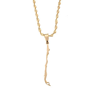 Stainless Steel Chile Map Pendant Necklace Charm Republic of Chile Jewelry Chilean (Gold Color)