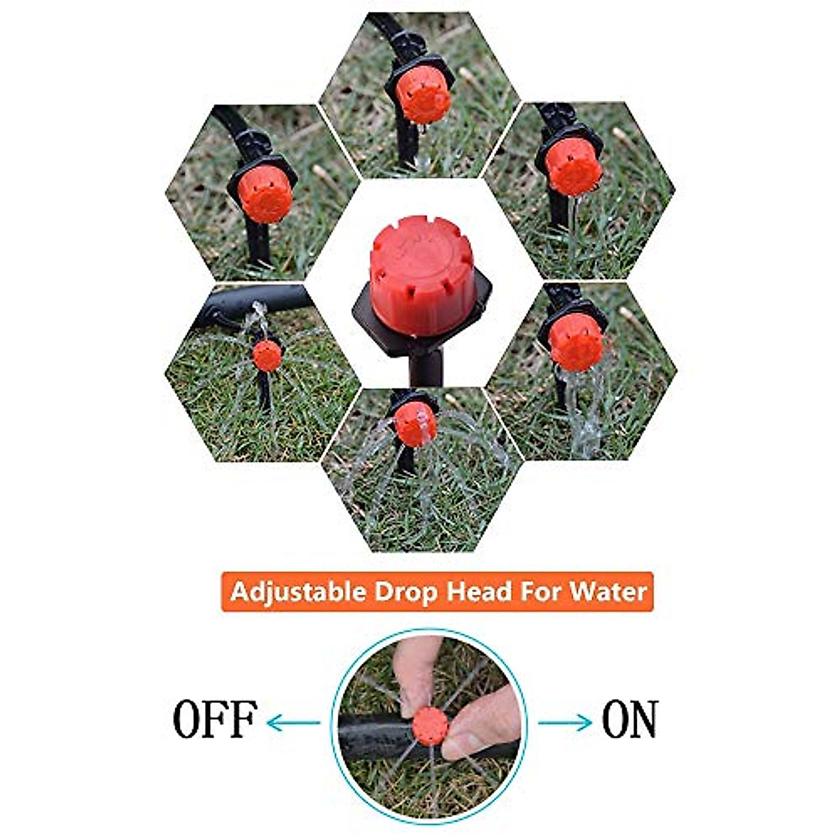 Kalolary 100Pcs 1/4Inch Adjustable Micro Drip Irrigation System Watering Sprinklers Anti-Clogging Emitter Dripper Garden Supplies(Red)