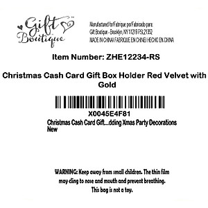Christmas Cash Card Gift Box Holder Pack of 6 Red Velvet with Gold Bow Holiday Gifts Greeting Cards Present Wrap Rectangle Boxes Money Holders Party Favor Decor for Wedding Xmas Party Decorations