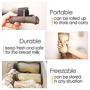 haakaa Silicone Milk Storage Bags Reusable Breastmilk Storage Bags Breast Milk Storing Containers for Breastfeeding, BPA Free, 9oz/260ml, 2 PK