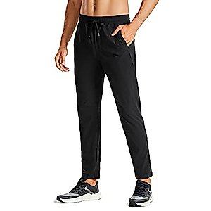 CRZ YOGA Men's Stretch Athletic Pants - 30'' Slim Fit Elastic Waist Workout Running Gym Track Pant with Pockets Black XX-Large