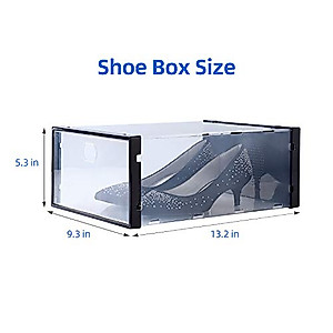 XZLGUJI 1 Pack Shoe Storage Box-Multi-function Storage Bins,Clear Plastic Stackable Shoe Organizer for Closet,Drop Front Shoe Box. (black (1 Pack))