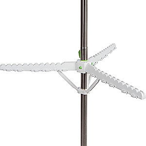 GO2 Drying Rack 2-Tier 60 Garments Plus 60 Clips, 50lbs Load Capacity, Foldable, Stainless Steel, Sturdy 4 Legs with Wheels (White)