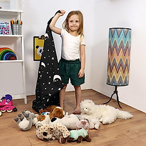 SMART WALLABY Stuffed Animal Storage, Bean Bag Chairs for Kids, 100% Cotton Washable Plush Animal Storage. Room Organization for Stuff Animal, Linens, Quilts & Pillows | Triangular | Starry Night