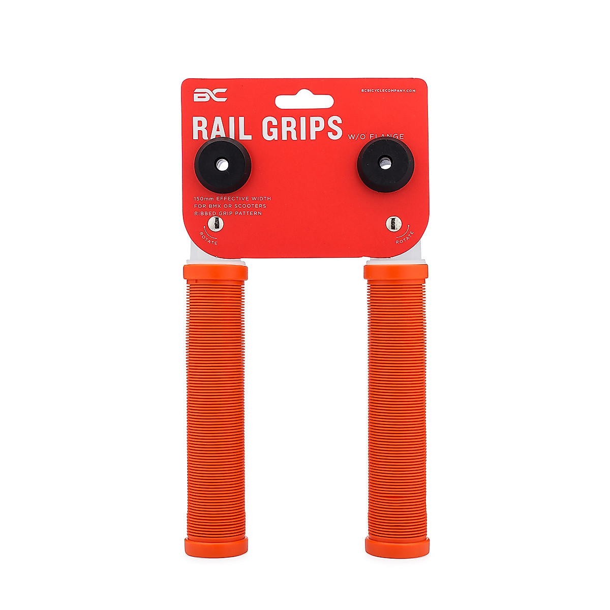 25NINE Ronin Grip Without Flange - Flangeless BMX Bike and Scooter Handlebar Grips with End Plugs - Orange