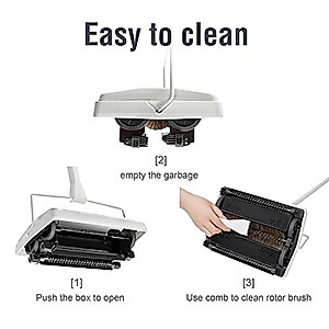 JEHONN Carpet Floor Sweeper with Horsehair, Non Electric Manual Sweeping, Rotor Brush Heavy Duty for Pet Hair Clean