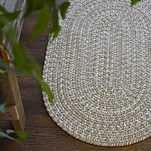 Farmdale Woven Tweed Reversible Braided 20X30 Scatter Throw Rug - Desert Beige, Handcrafted in USA, Woven Texture, High Traffic, Entrys, Kitchen, Living Room, Bed, Bath, Porch - 20 IN X 30 IN Oval