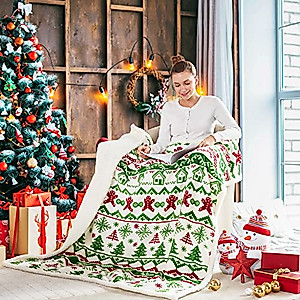 Touchat Sherpa Christmas Throw Blanket, Fuzzy Fluffy Soft Cozy Blanket, Fleece Flannel Plush Microfiber Blanket for Couch Bed Sofa (50" X 60", Christmas Tree)