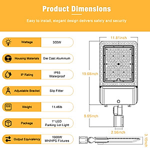 JC-LGL 300W LED Parking Lot Light 2Pack, LED Shoebox Light with 42000LM 5000K Daylight, IP65 Waterproof Dusk to Dawn Parking Lot Light with Slip Fitter, Dimmable Area Light for Parking Lot Stadium