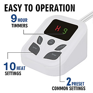 DAILYLIFE Heated Mattress Pad, 60" X 80" Queen Size, Luxury Quilted Electric Bed Warmer with Dual Controller 10 Heat Settings & 9 Hours Timer, Machine Washable, Coral Fleece, Gray