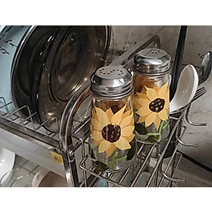 Ritadeshop Hand Painted Salt and Pepper Shaker Set with S and P Stainless Lids (2, Sunflowers)