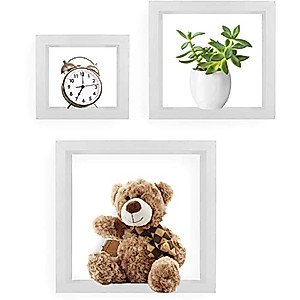 Greenco 3 Cube Floating Shelf, Easy-to-Assemble Floating Wall Mount Shelves for Bedrooms and Living Rooms, White Finish