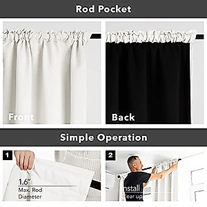 Deconovo 100% Blackout Curtains Set of 2, 84 Inch Length Total Room Darkening Curtain Drapes, Thermal Soundproof Curtains for Bedroom(Cream, 52W x 84L Inch, 2 Panels)