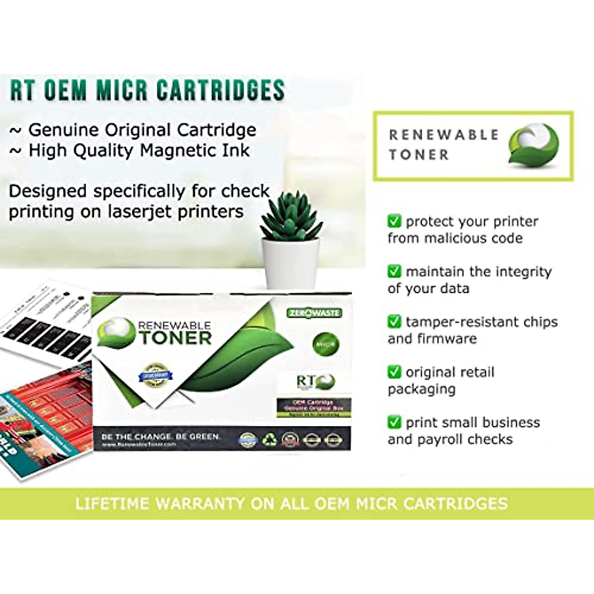 RT MICR Compatible Replacement for 58A CF258A 258A OEM Modified Toner | Laser Pro M404n M404dn M404dw MFP M428fdw M428fdn M428dw M404 M428 | 58X CF258X Check Printer Cartridge