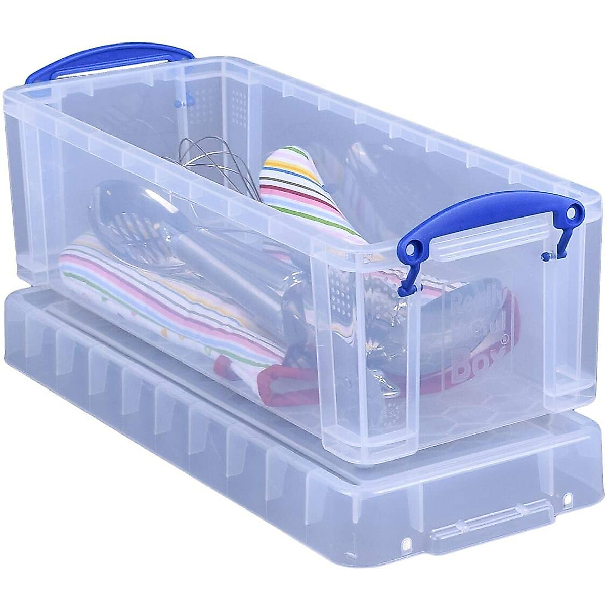 Really Useful Box Plastic Storage Box, 6.5 Liters, 17 1/2" x 7" x 6 1/4", Clear (Four Pack)