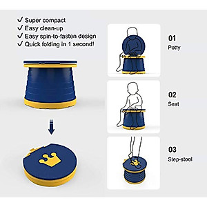 2-in-1 Portable Kids Potty Trainer, Travel Potty for Car Potty for Toddler, Folding Travel Potty Seat for Toddler with Liners, Bag (Tall Lemon)