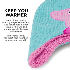 Hasbro Girls Winter Accessory Hat and Mittens Set, Peppa Pig Beanie for Toddler Ages 2-4, Blue/Pink