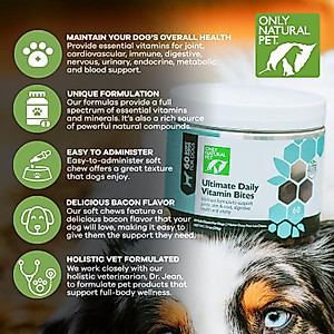 Only Natural Pet Ultimate Daily Vitamins - Complete Multivitamin Supplement for Dogs Balanced Health & Vitality - Senior Small & Large Canine Food Immune Digestive Support -60 Soft Chews (Pack of 2)