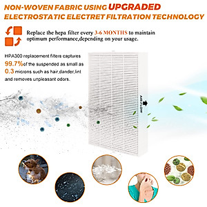 Blutoget HPA300 HEPA Filter Replacement - Compatible For Honey-well Air Puri-fier HPA300 HPA200 HPA090 Series-Replaces HRF-R3 HRF-R2 HRF-R1(Pack of 6 x Hepa Filters)