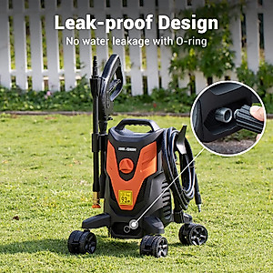Electric Pressure Washer 1950 PSI 1.58 GPM High Pressure Power Washer Machine with 4 Quick Connect Nozzle, Hose Reel, Detergent Tank Best for Cleaning Homes/Buildings/Cars, Decks, Driveways, Patios