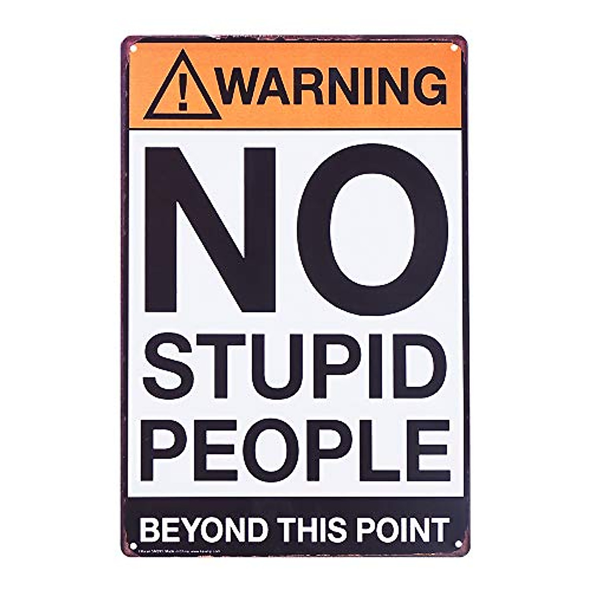 Warning No Stupid People Beyond This Point Retro Metal Tin No Trespassing Private Property Signs for Bedroom