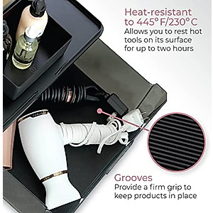 iDesign The Sarah Tanno Collection Heat-Resistant Silicone Mat for Cosmetic Drawer Organizers, Black