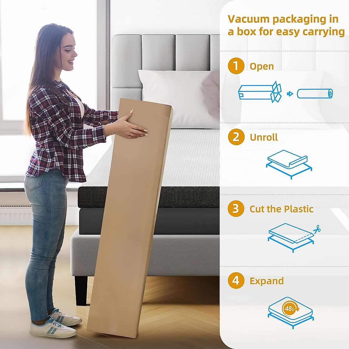 YITAHOME Memory Foam Mattress Topper Queen, 3 Inch Gel Firm Bed Toppers, Breathable Soft Vents Holes Mattress Pad with Removable Washable Cover