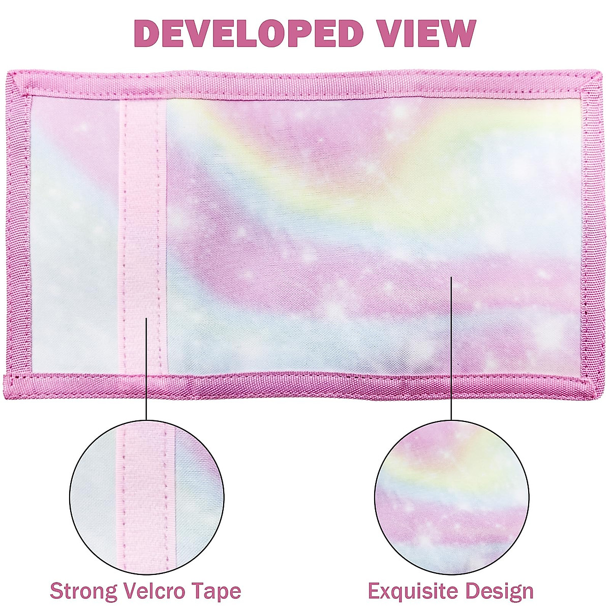 AI-DEE RFID Trifold Canvas Outdoor Cartoon Wallet for Kids/Slim Front Pocket Wallet with Zipper (Mermaid)