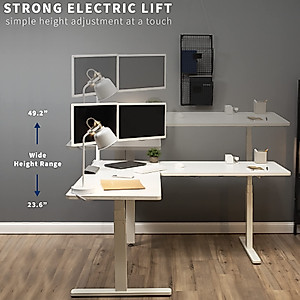 VIVO Electric Motor Height Adjustable Corner 3 Leg Standing Desk Frame, Frame Only, Sit Stand Ergonomic L Frame, White, DESK-V130EW