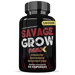 Savage Grow Max 1600MG All Natural Advanced Men's Heath Formula 60 Capsules