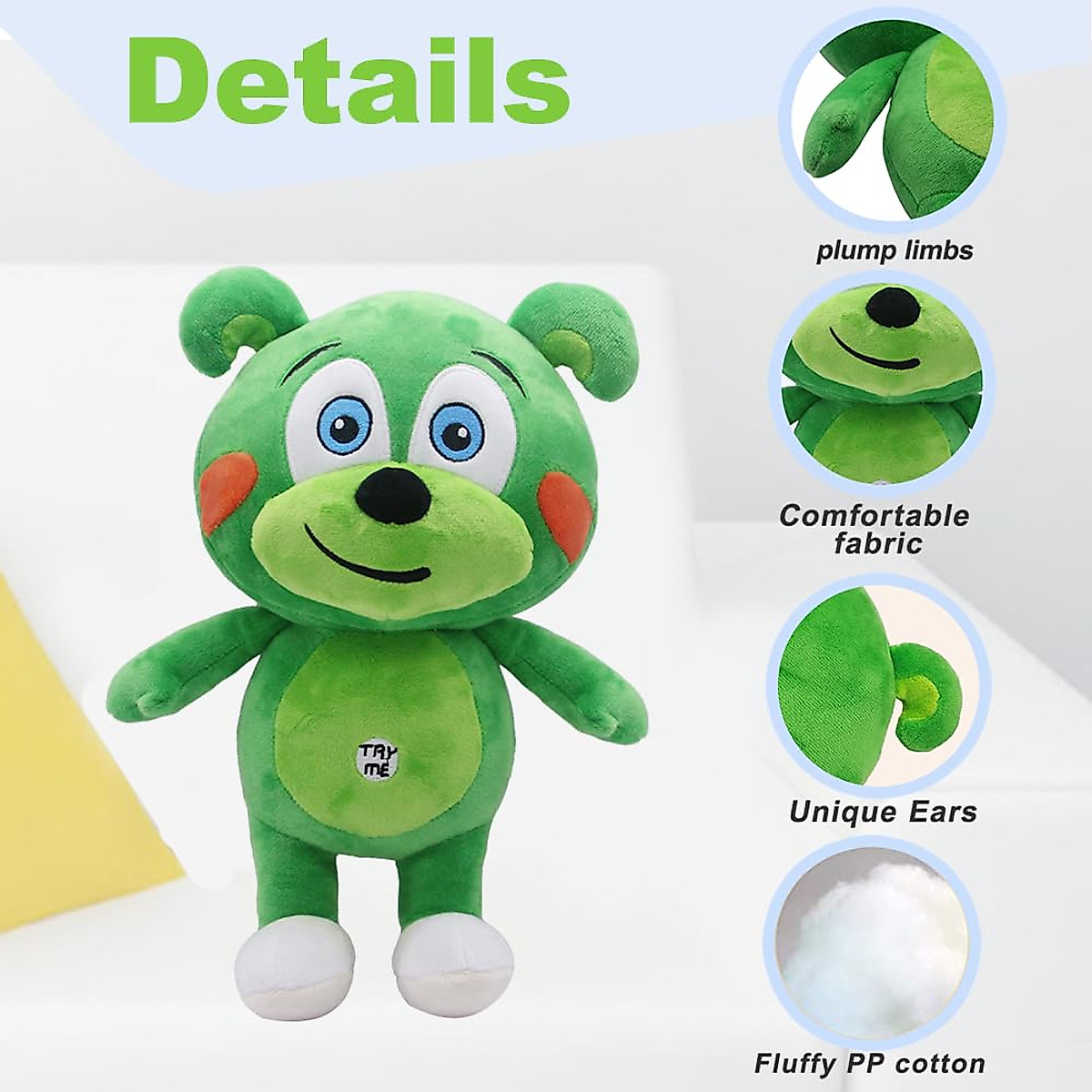 Verceco Singing Stuffed Animals Green Bear Music Plush Toys for Toddler 1-3 Stuffed Bear Plushies Toys for Kids Birthday 12" (Bear)