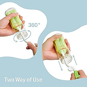 Pigeon Sponge Bottle Brush 2-Way Cleaning Type for Baby Nursing Bottles, Green (Made in Japan)