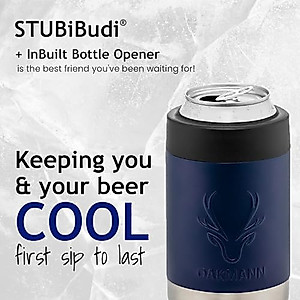 STUBiBudi Beer Can Cooler 12 oz Beer Bottle Insulator Beer Bottle Opener, 3 in 1 Universal Can Cozy Insulated Can Cooler Beer Cooler 4 in 1 Can Holder Beer Gifts Men Beer Opener (Navy)