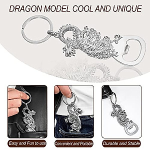Keychain Beer Bottle Opener, Metal Dragon Shape Opener with Key Ring Chains Easy to Carry, Creative Gift APAPKPAR (silver)