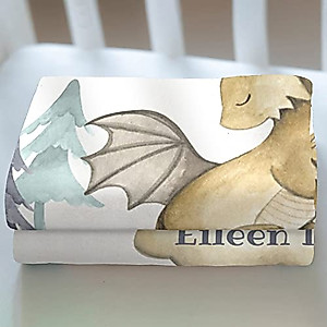 Personalized Baby Blanket - Soft Flying Watercolor Dragon Custom Blanket - Baby Shower Toddler Nursery Bed Blankets Stroller Crib 30x40 in