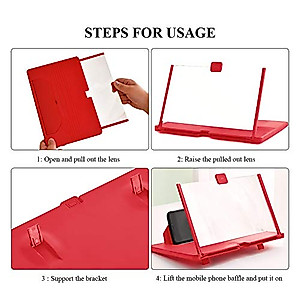 12" Phone Screen Magnifier 3D Screen Amplifier HD Mobile Phone Magnifier 3D Phone Projector Screen for Movie Video Live Broadcast, Fits All Phones