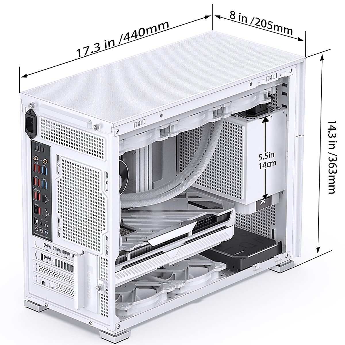 JONSBO D31 MESH SC White Micro Computer Case with Screen, M-ATX/ITX Mainboard/Support RTX 4090(335-400mm) GPU 360/280AIO,Power ATX/SFX: 100mm-220mm Multiple Tool-Free Design pc case