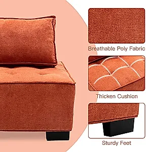 HOMEFUN Modular Sofa Sectional Sofa Couch: Square Floor Sofa Comfy Reading Chair Single Lazy Sofa Sleeper with Removable Pillow for Living Room, Bedroom, 1PCS, Orange