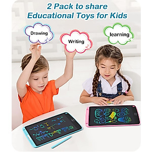 Cousper LCD Writing Tablet, 2 Pack 10 Inch Doodle Board Toys for Toddlers Kids, Colorful Drawing Tablets for 3 4 5 6 7 8 Years Old Boys and Girls, Educational Learning Toys Birthday Gifts, Blue+Pink