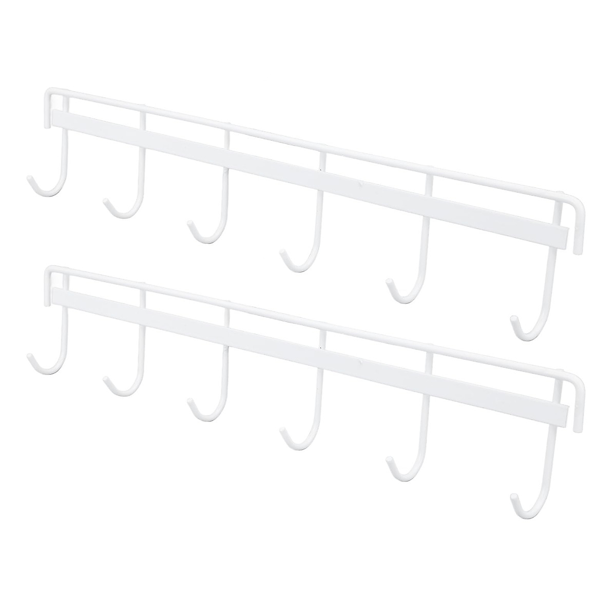 Okuyonic Wall Mounted Coat Rack, 304 Stainless Steel Simple Easy Installation Decorative 2pcs Rust Proof Coat Rack for Bedroom for Bathroom (6 Hooks 2 White)