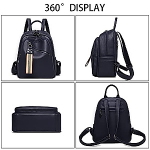 DORRISO Womens Backpack PU Leather Rucksack Ladies Handbag Shoulder Bag Large Capacity Lightweight Casual Travel Daypack Handbag Blue