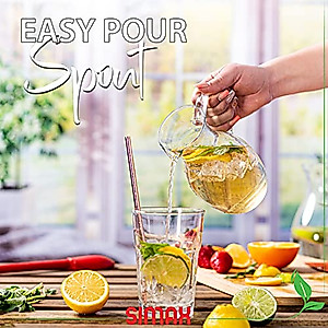 Simax SMALL Glass Pitcher With Spout: Borosilicate Glass Pitchers With Handle - Glass Drink Pitcher - Margarita Pitcher - Sangria Pitchers - Pitchers Beverage Pitchers - 1 Quart Pitcher Clear